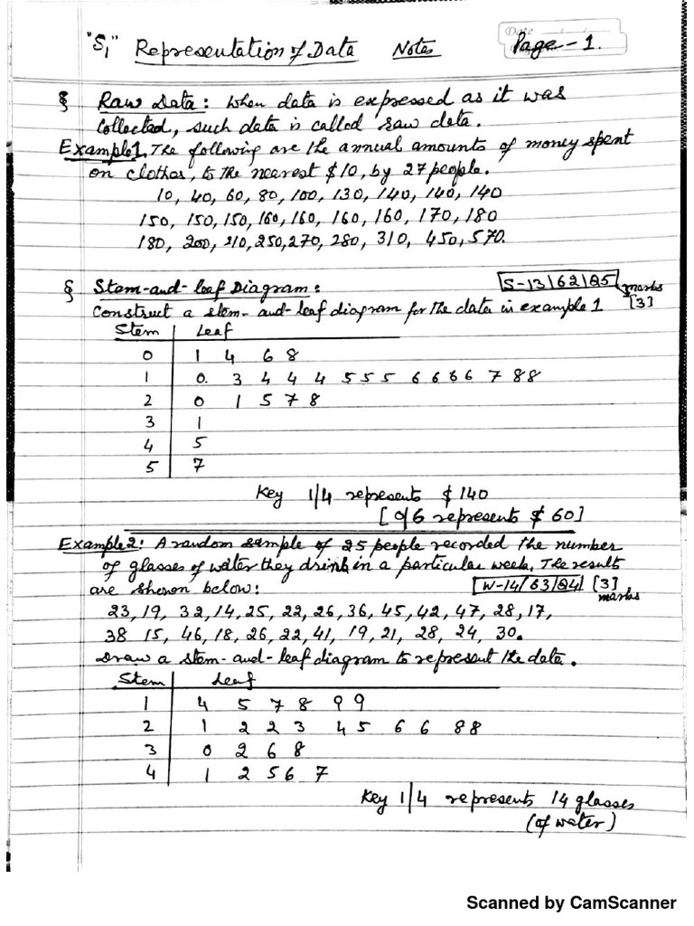 S1 - Representation of Data - Notes PDF | PDF