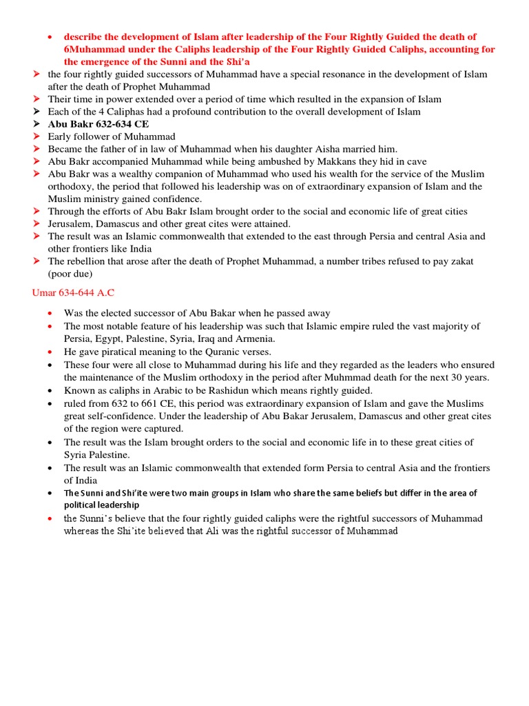 4 Caliphas A Abu Bakar and Umar | PDF | Caliphate | Muhammad