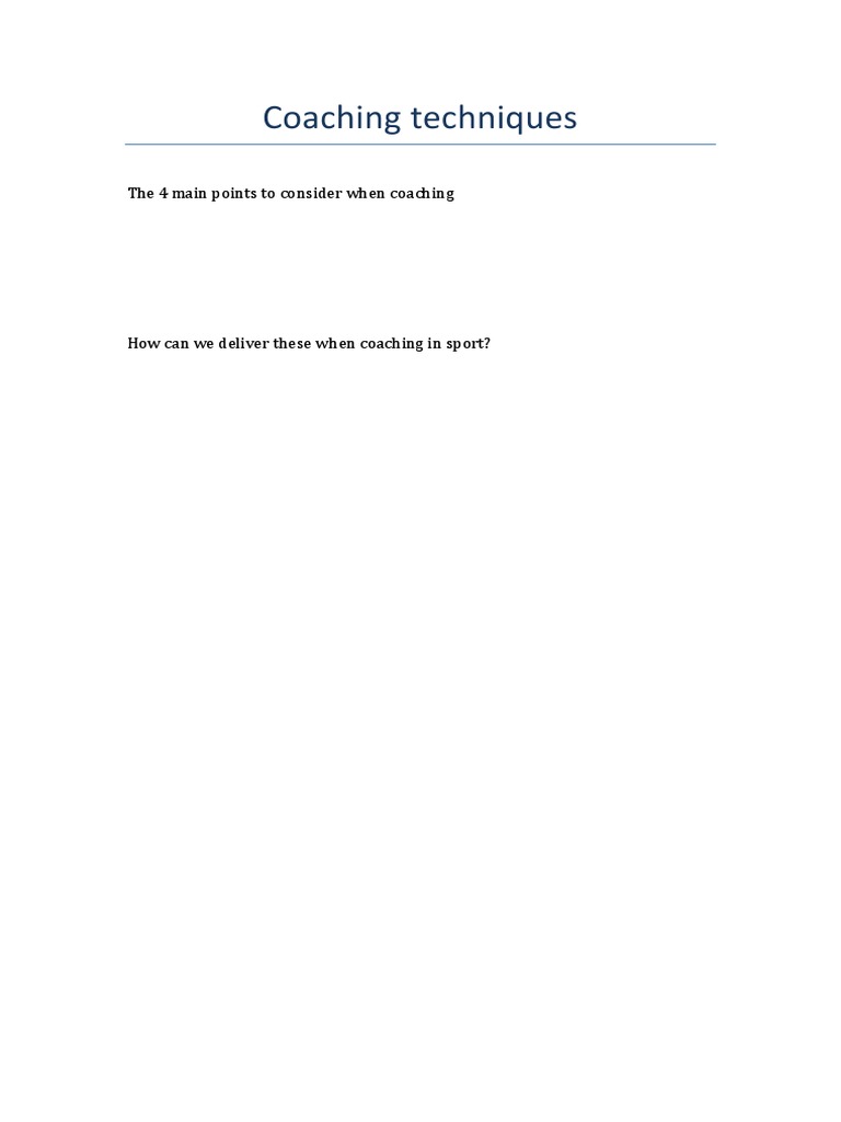 Coaching Techniques Pdf