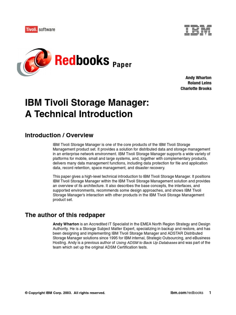 Ibm Tivoli Storage Manager A Technical Introduction Pdf Backup