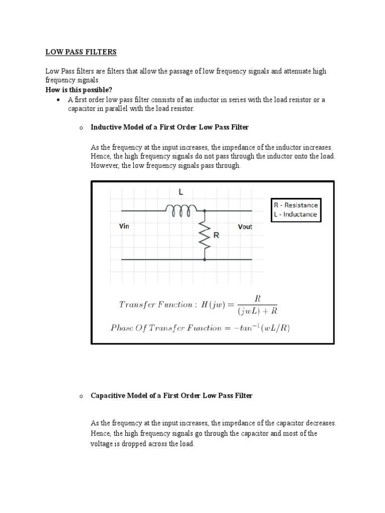 Low Pass Filters: Basics and Applications | PDF