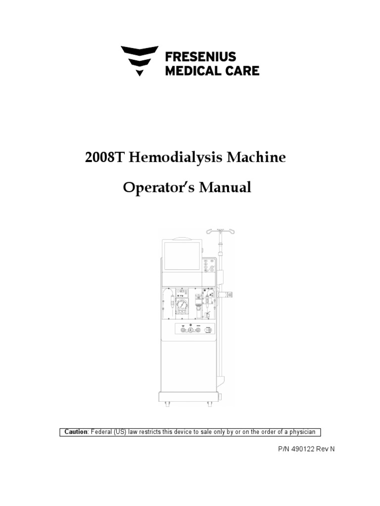 2008T Hemodialysis Machine Operator's Manual | PDF | Hemodialysis ...