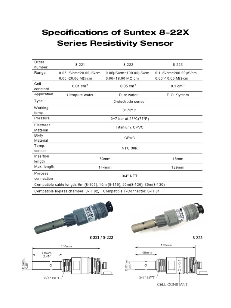 Suntex 8-22X Resistivity Sensor Specs | PDF