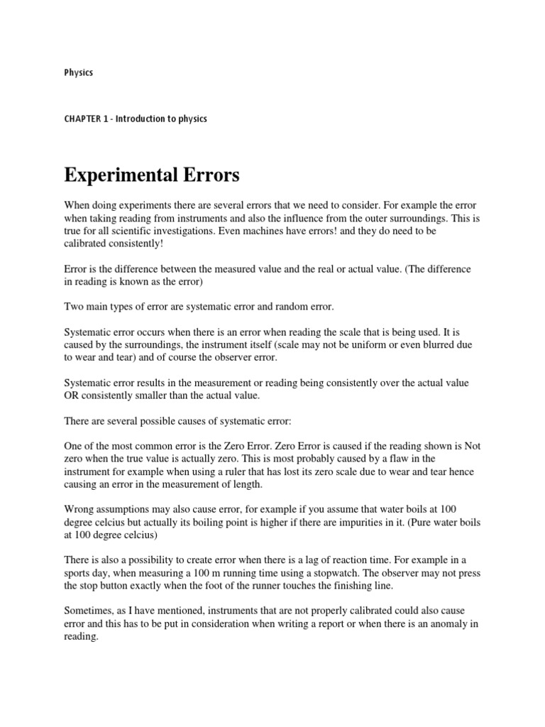Introduction to Physics Experiments and Errors (40ch | PDF | Velocity | Speed