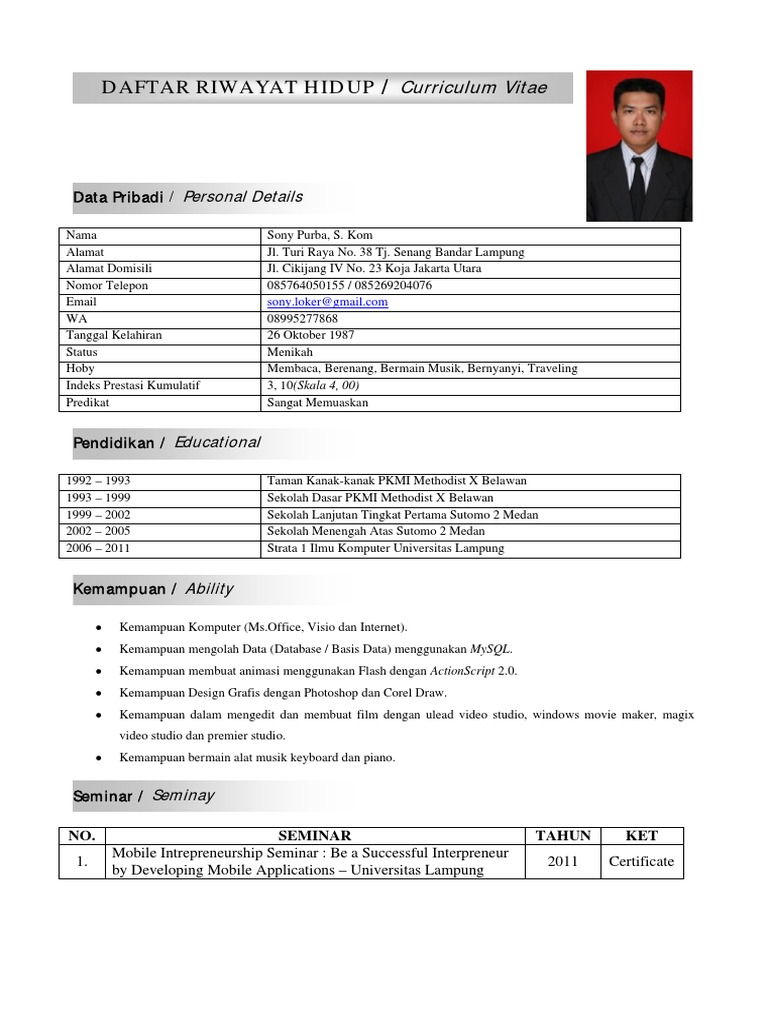 CV Sony Purba | PDF
