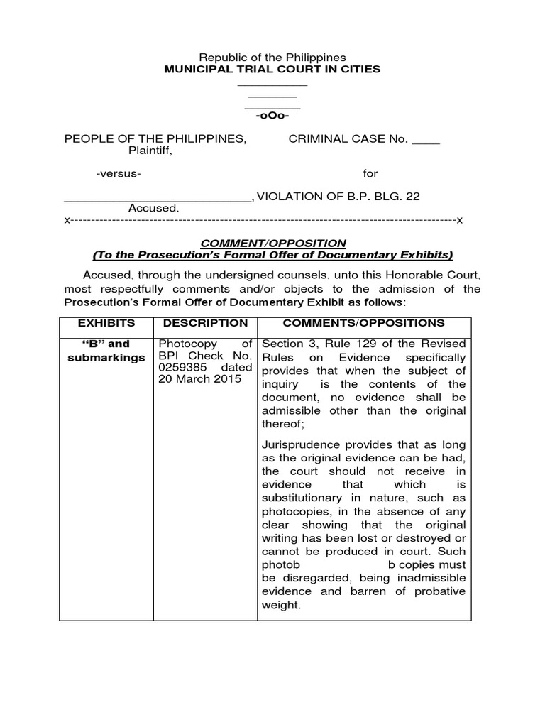 Legal Objection to Evidence | PDF | Relevance (Law) | Evidence