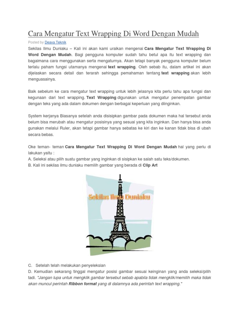 Cara Mengatur Text Wrapping Di Word Dengan Mudah | PDF