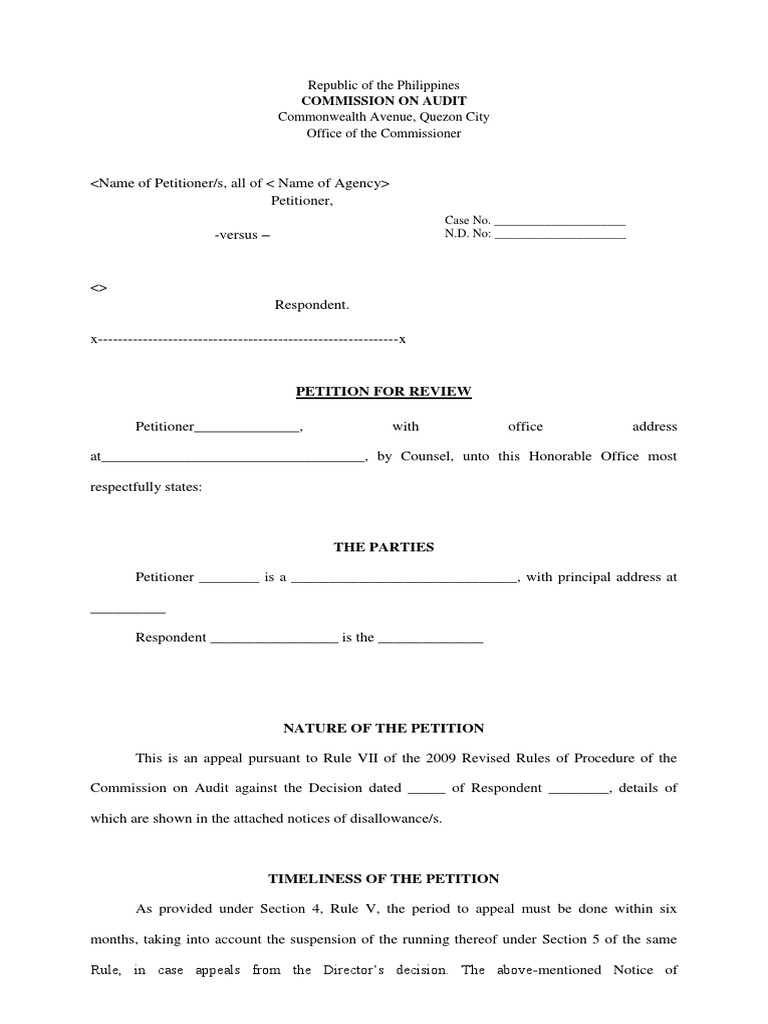 Sample Petition For Review Format | PDF | Affidavit | Legal Procedure