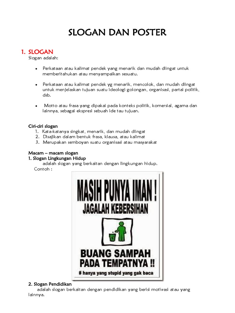 Slogan dan Poster: Pengertian dan Contoh | PDF | Ilmu Sosial