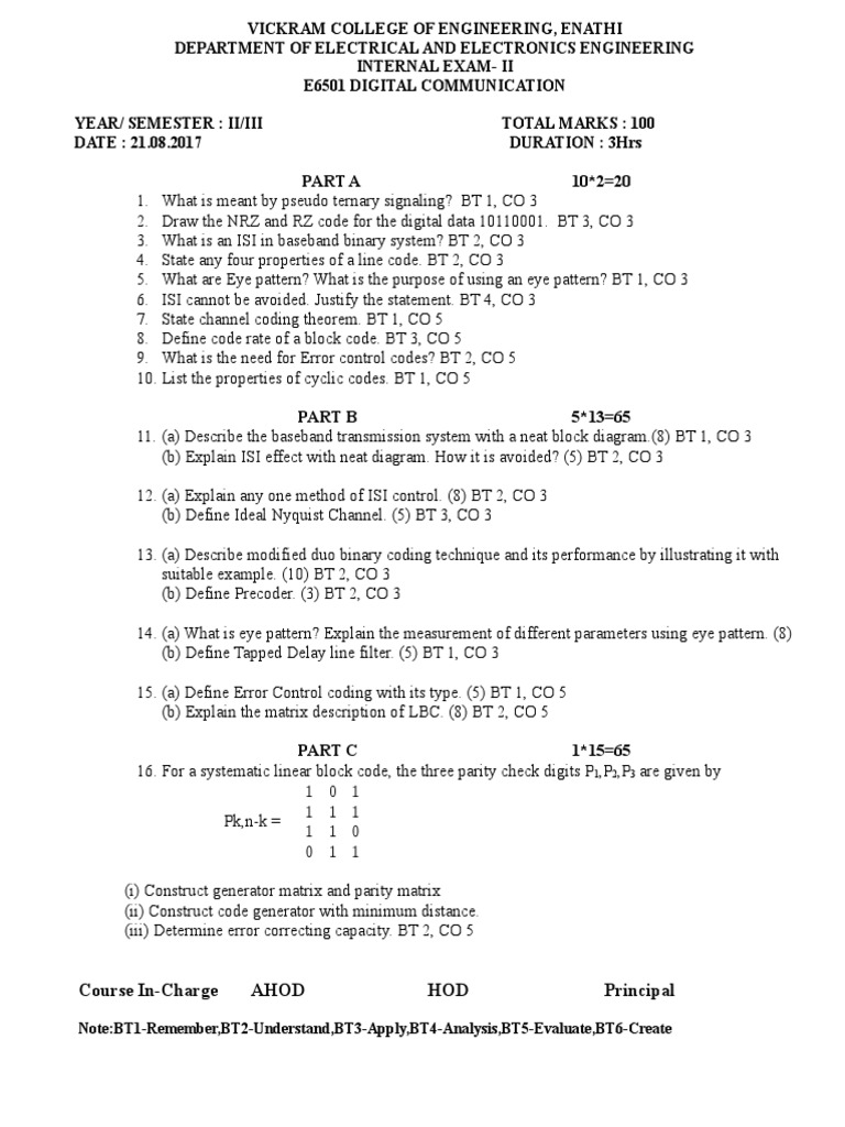 Part A 10 2 20: Course In-Charge Ahod HOD Principal | PDF | Data ...