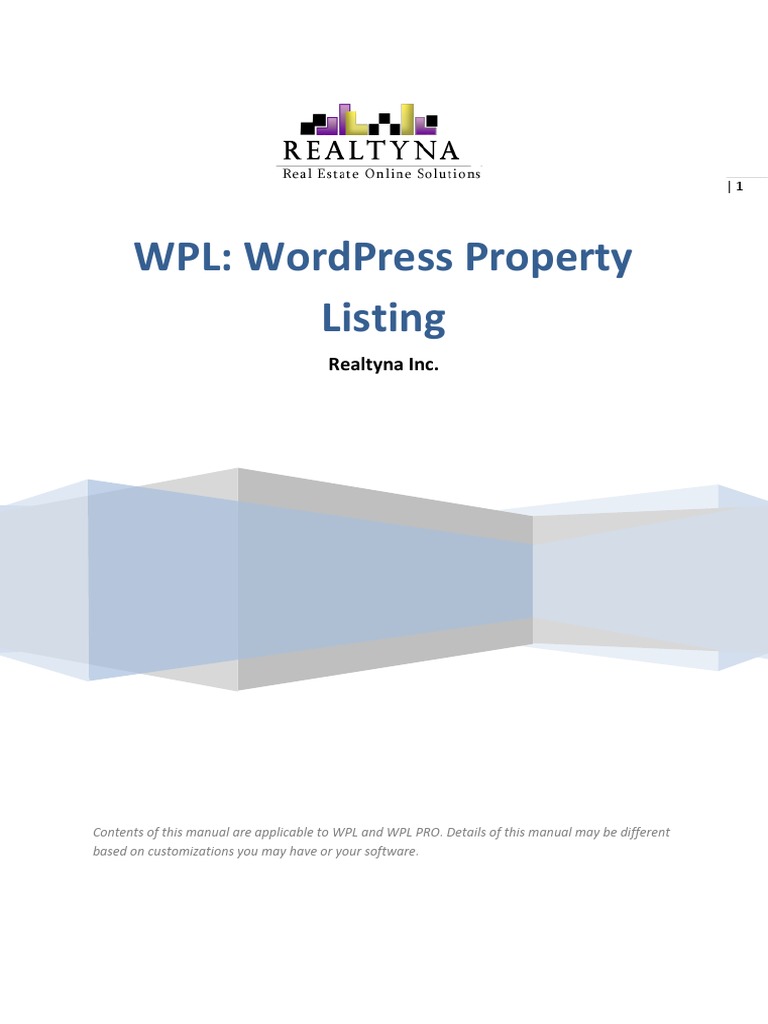 Wpl Manual Pdf Word Press Websites