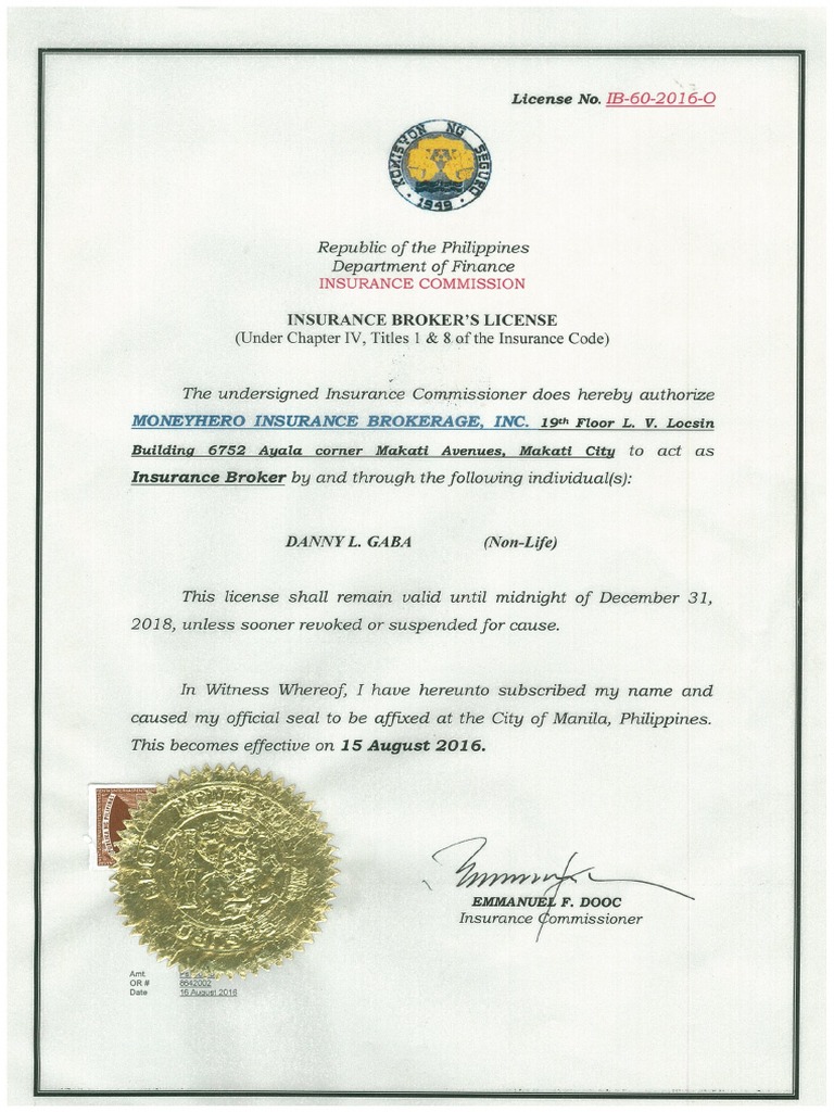 Insurance License Certificate | PDF | Business