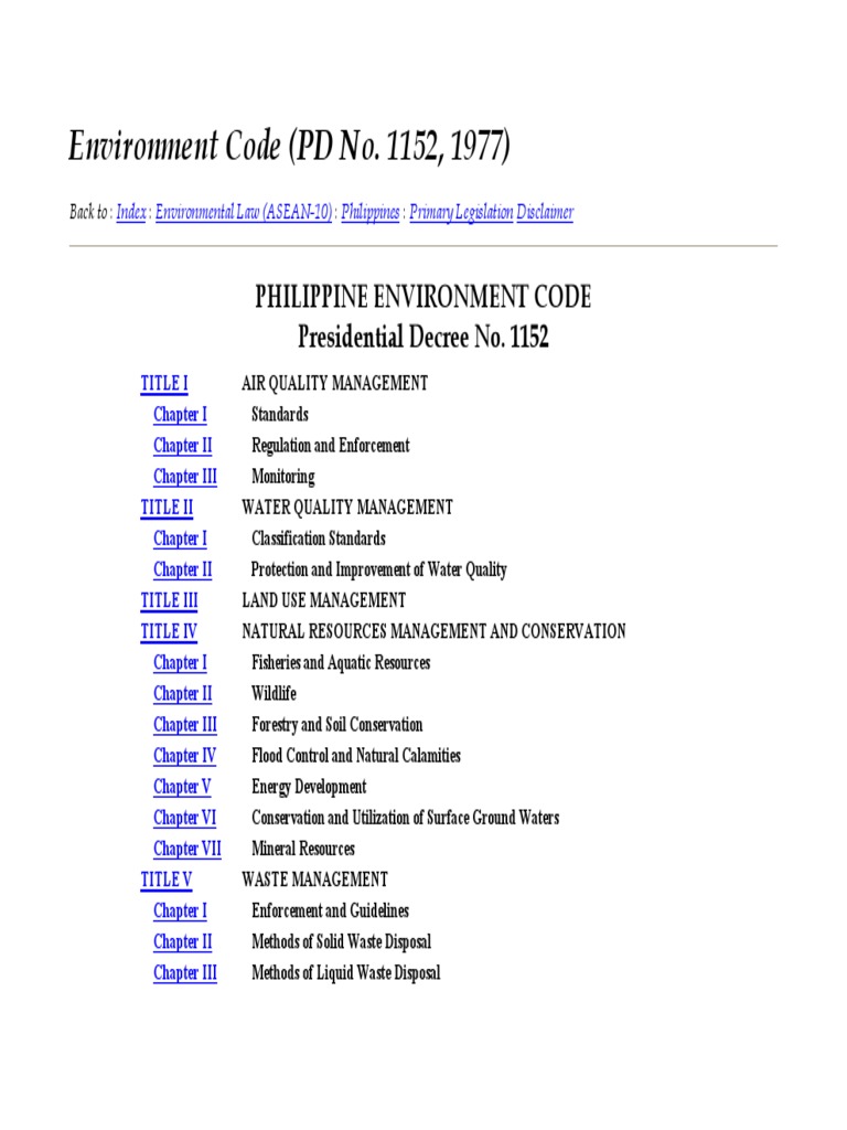 Environment Code PD1152 | PDF | Air Pollution | Municipal Solid Waste
