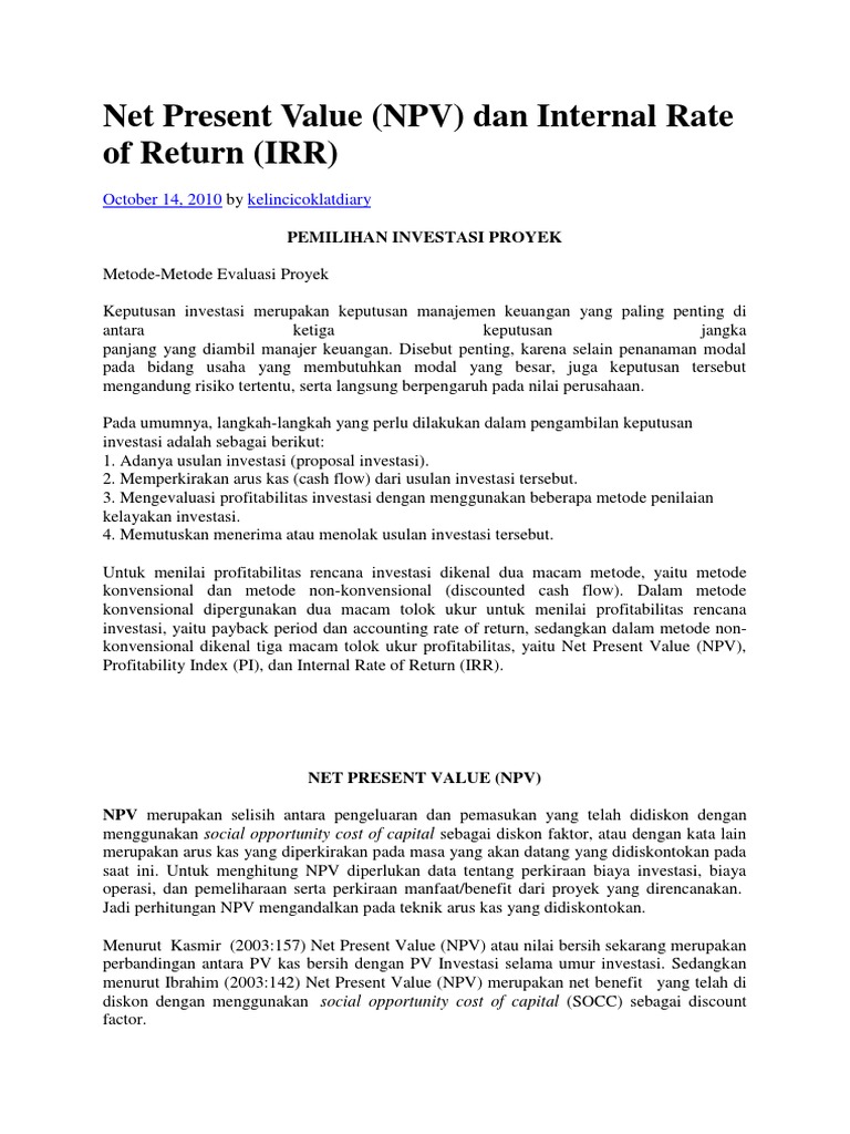 Net Present Value | PDF