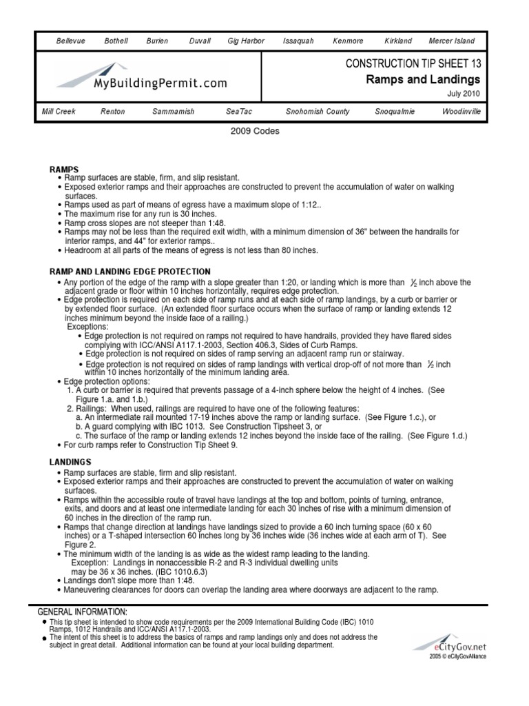 Ramps and Landings: 2009 Codes | PDF | Transport