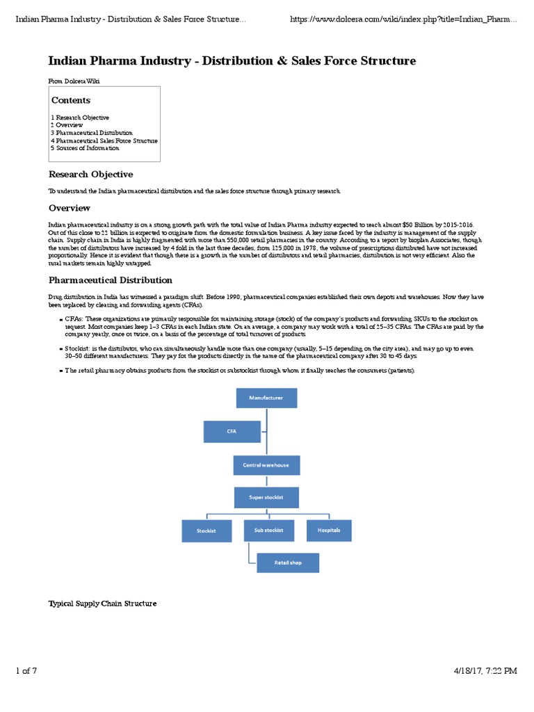 Indian Pharma Industry - Distribution & Sales Force Structure ... Indian Pharma Industry - Distribution & Sales Force Structure ...