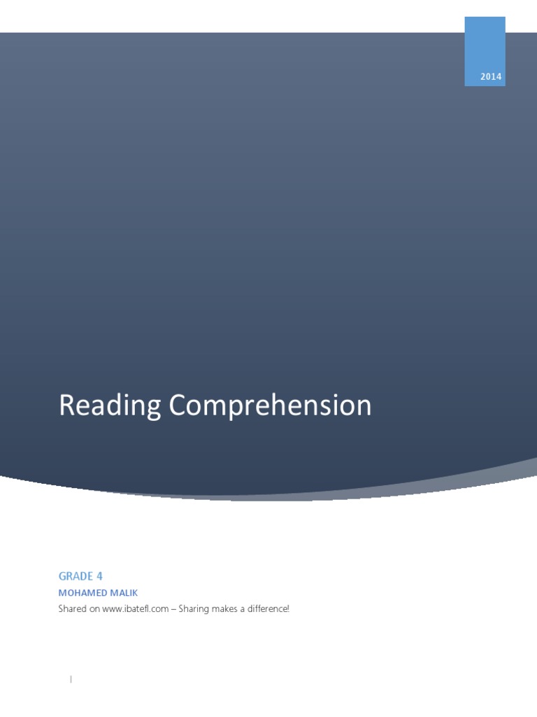 Reading Comprehensions Grade 4 | PDF | Lunch | Meal