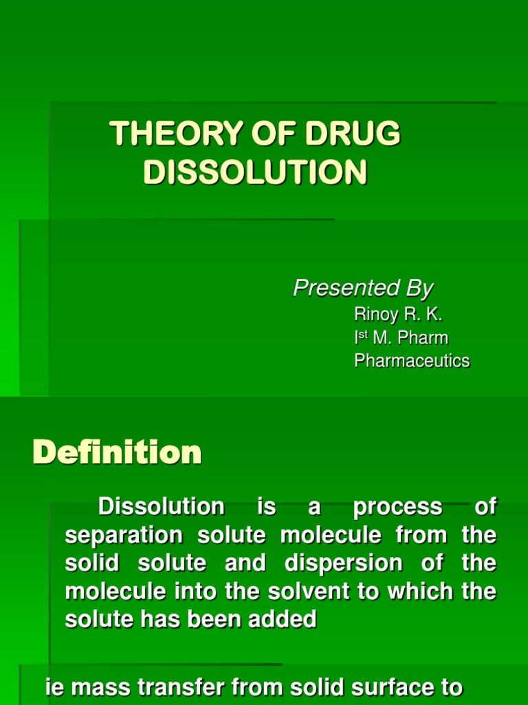 Theory of Drug Dissolution | PDF | Dissolution (Chemistry) | Solvation