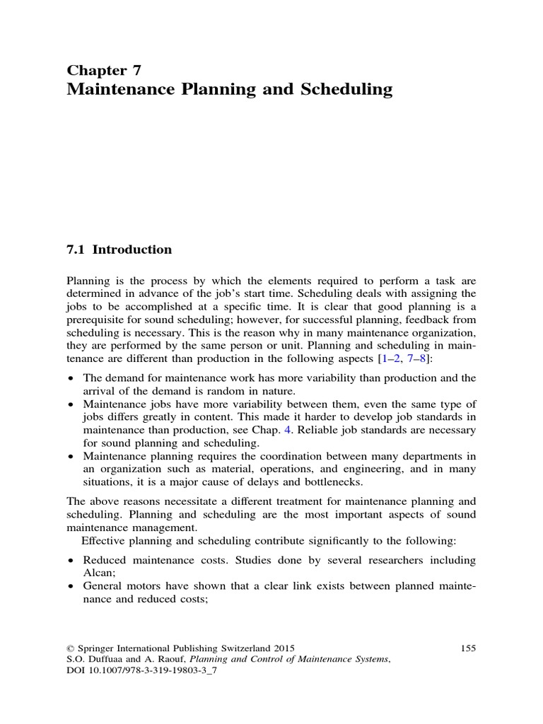 Maintenance Planning | PDF | Scheduling (Production Processes) | Mathematical Optimization