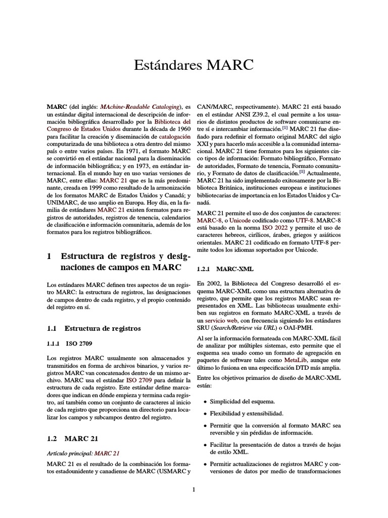 Estándares MARC | PDF | Datos | Ciencias de la Información