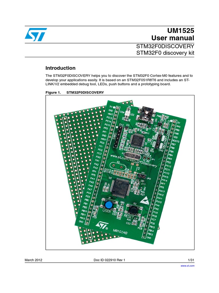 UM1525 STM32F0 Discovery Kit User Manual | PDF | Digital Electronics | Electrical Engineering