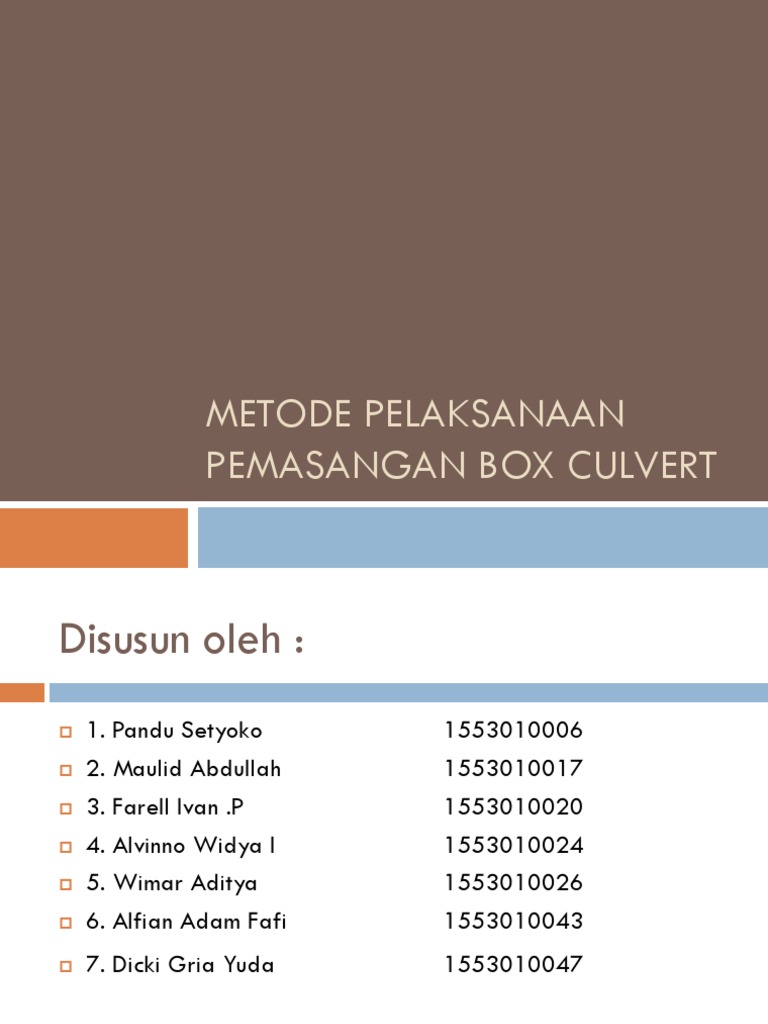Metode Pelaksanaan Pemasangan Box Culvert (Autosaved) | PDF