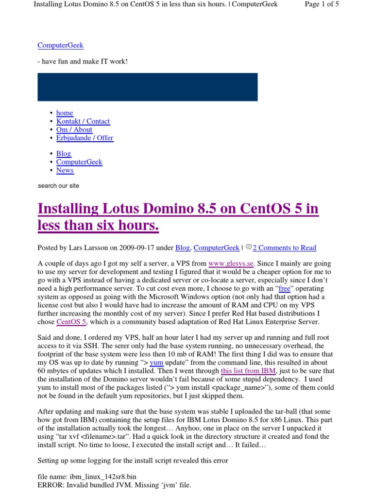 Installing Lotus Domino 8.5 On CentOS 5 in Less Than Six Hours. | PDF ...