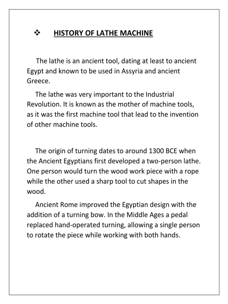 History of Lathe Machine | PDF