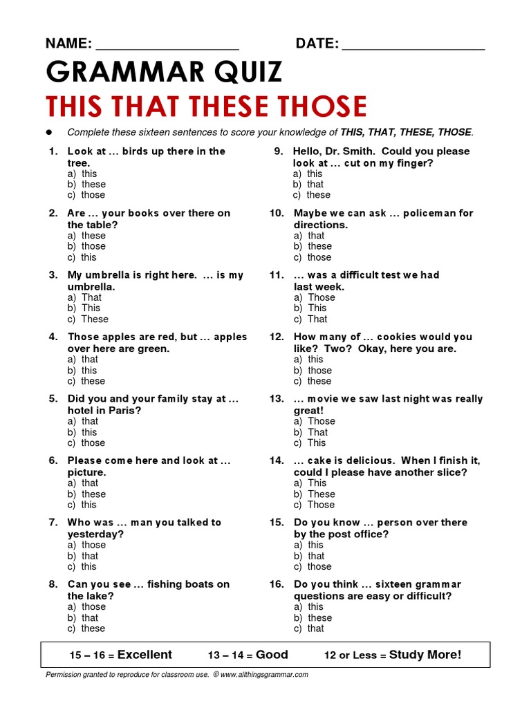 English Grammar This, That, These, Those PDF | PDF | Leisure