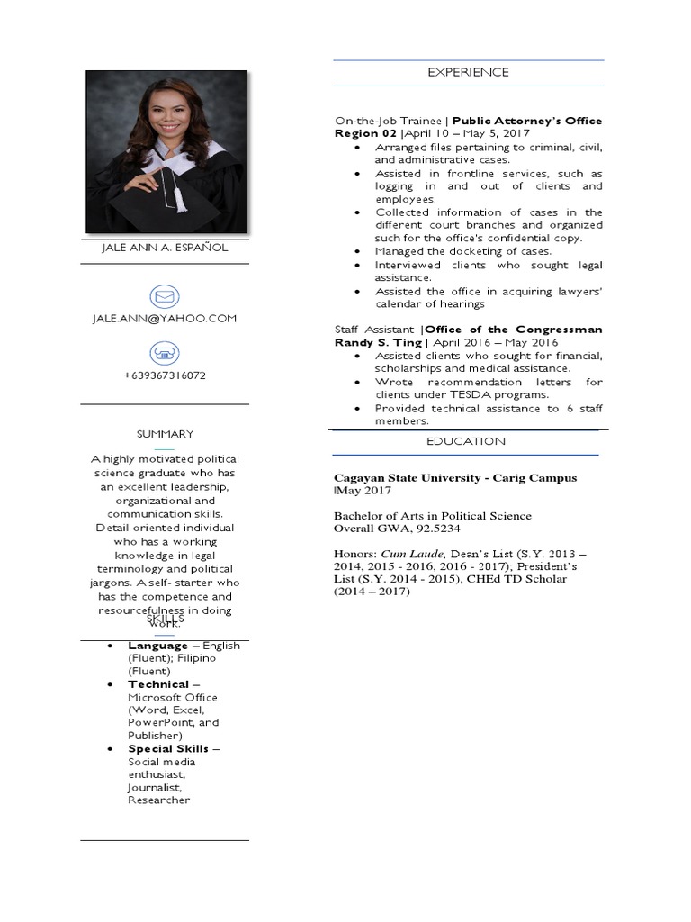 Political Science Graduate Resume | PDF | Business