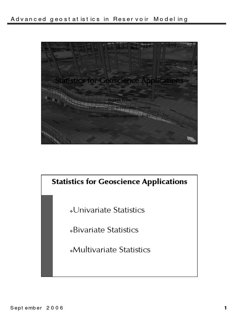 Statistics For Geoscience Applications: Univariate Statistics Bivariate ...