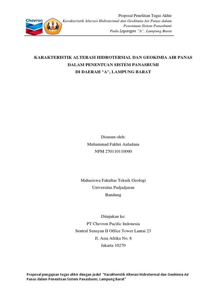 Proposal Tugas Akhir Chevron Suoh-Sekincau | PDF