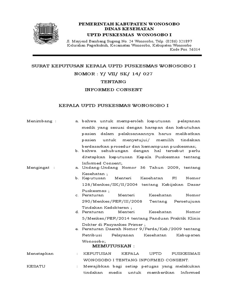 SK Informed Consent | PDF | Pengembangan Diri | Kesehatan Holistik