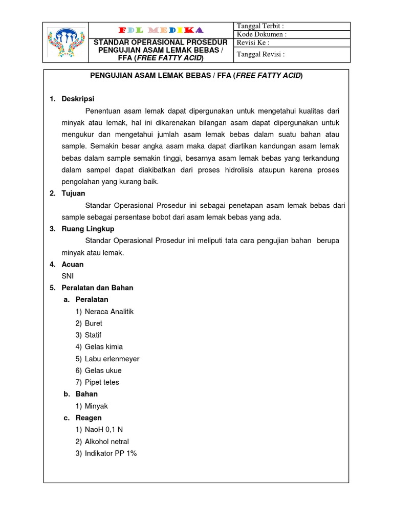 Prosedur Uji Asam Lemak Bebas FFA | PDF
