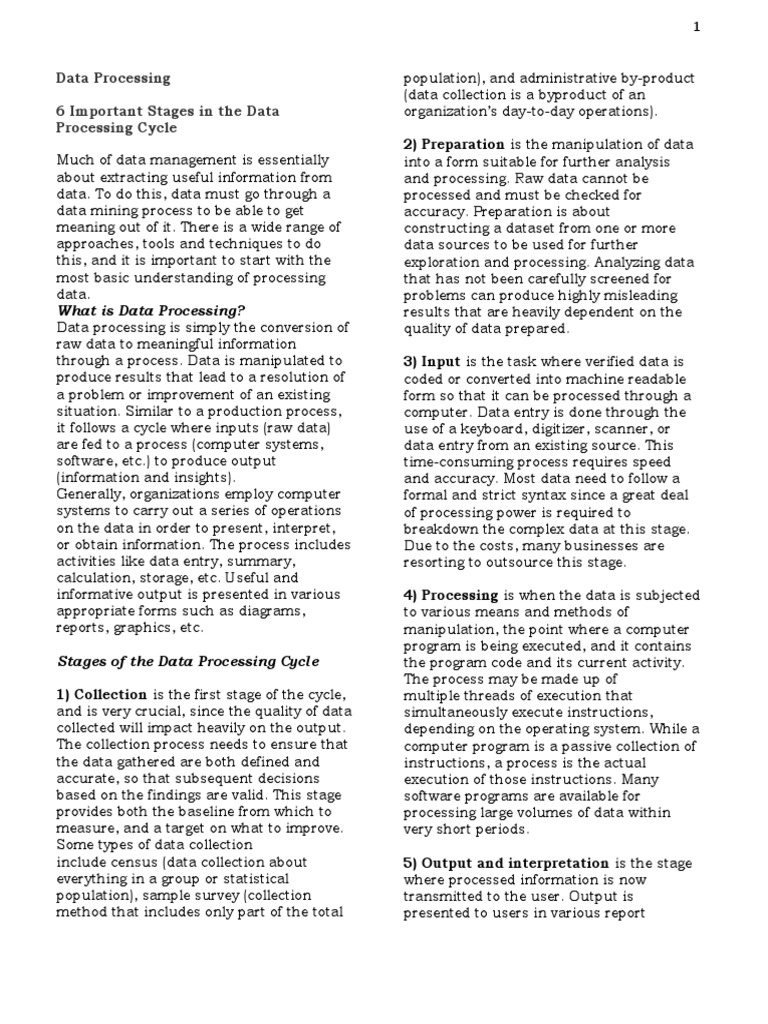 Data Processing | PDF | Input/Output | Computer Hardware