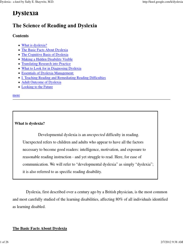 The Scienc of Reading and Dyslexia | PDF | Dyslexia | Reading (Process)