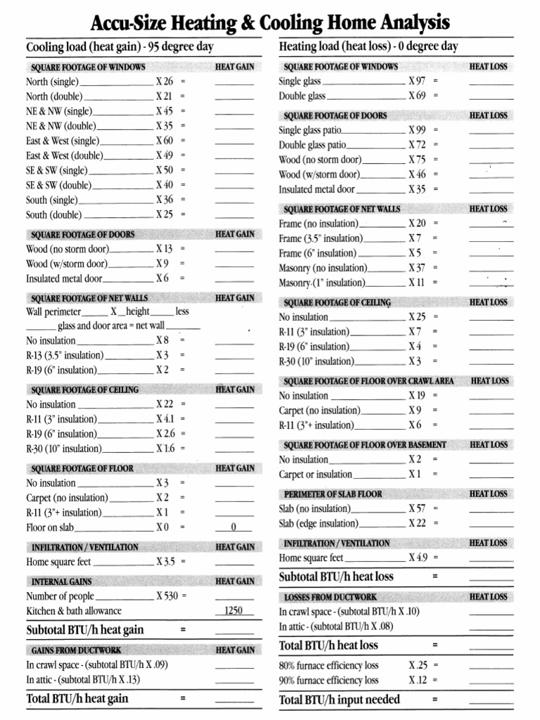Accu-Size HEating & Cooling Home Analysis