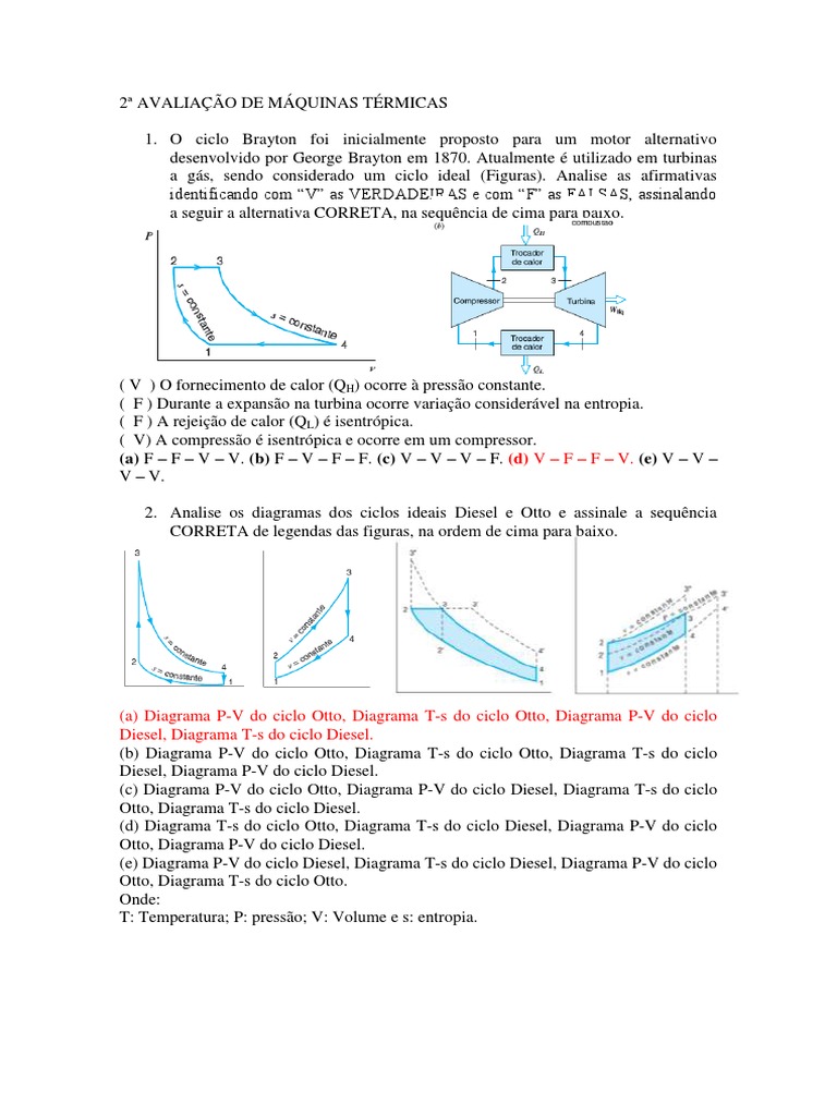 Exercícios de Provas Passadas maquinas termicas