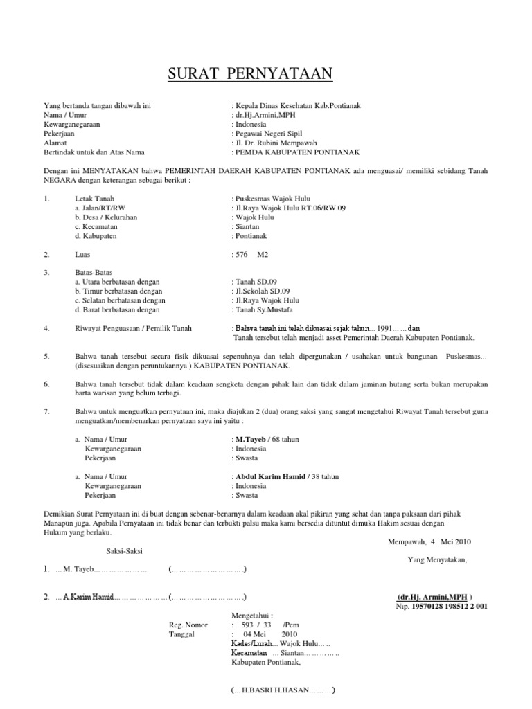 Blangko Surat Pernyataan | PDF