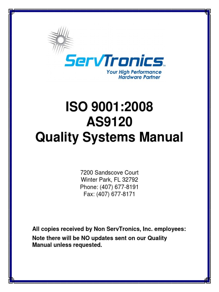 As9120 Quality Manual | PDF | Quality Management | Quality Management System