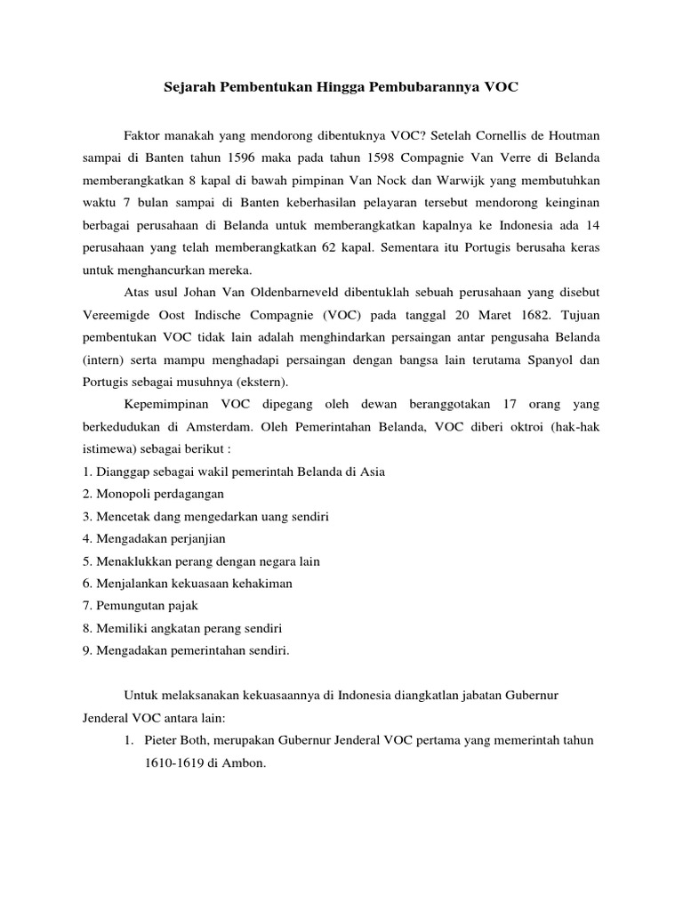 Sejarah dan Pembubaran VOC | PDF | Perjalanan