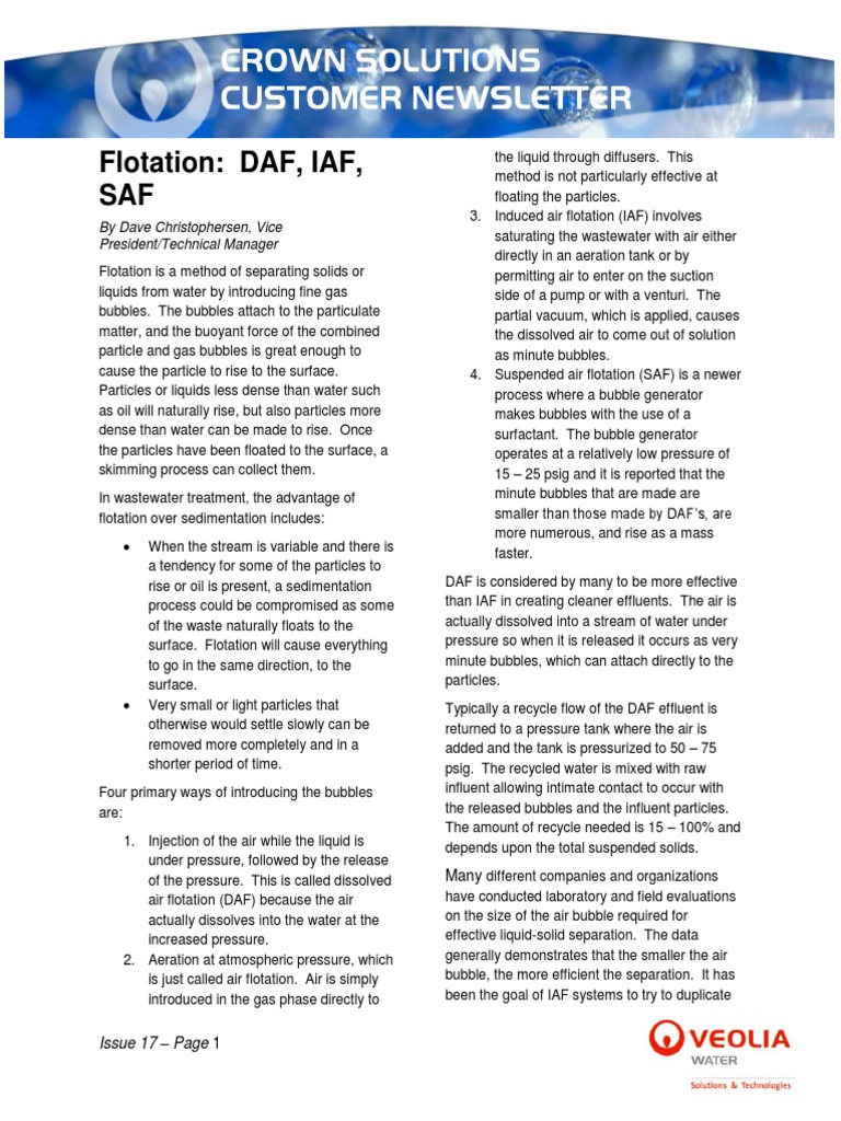 21850, Issue 17 Flotation DAF, IAF, SAF | PDF | Water | Chemical ...