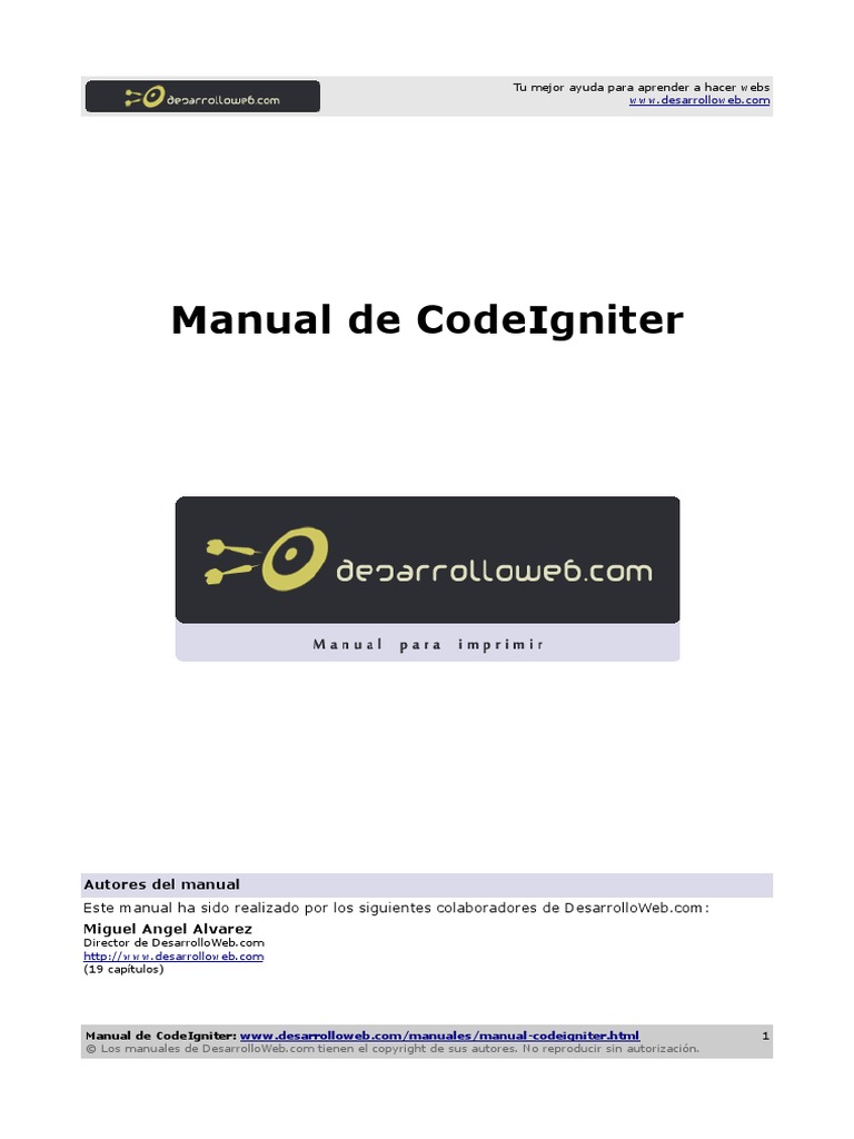 Manual Codeigniter PDF | PDF | Marco de software | Página web