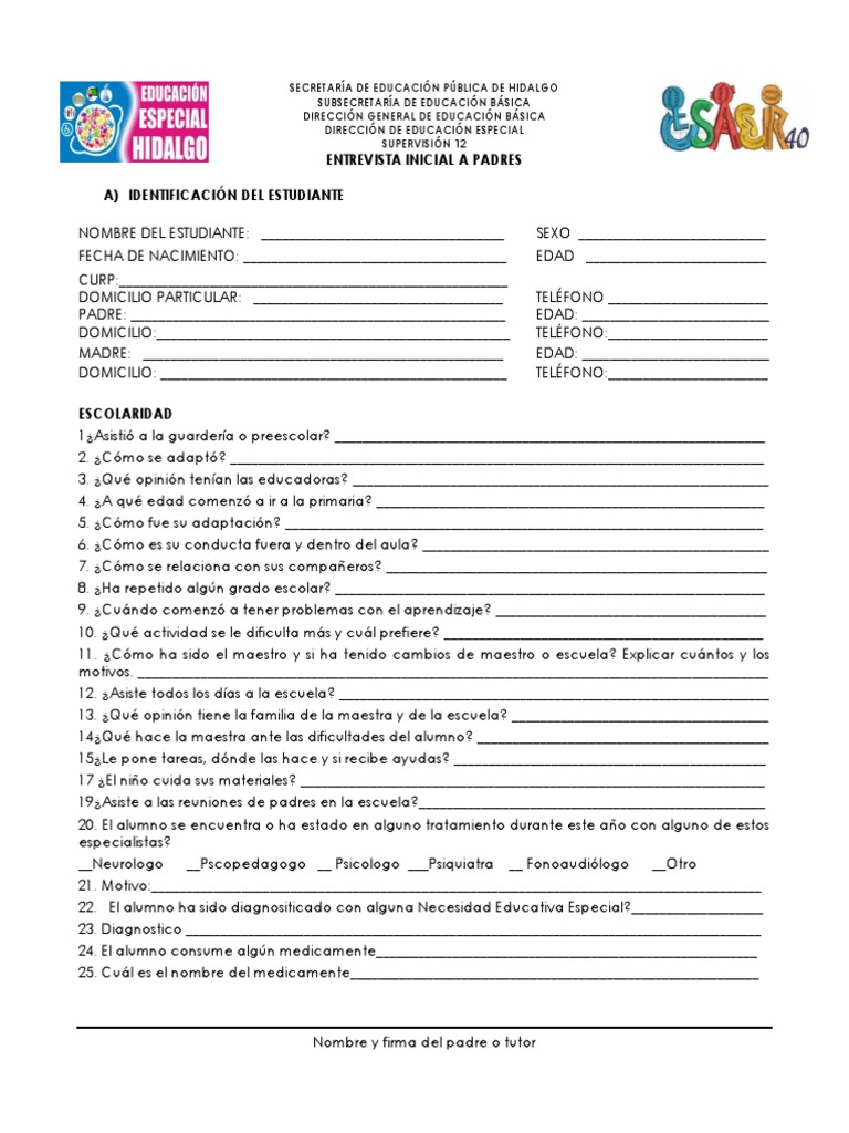 Entrevista Inicial a Padres y Madres de Familia | Educación primaria ...