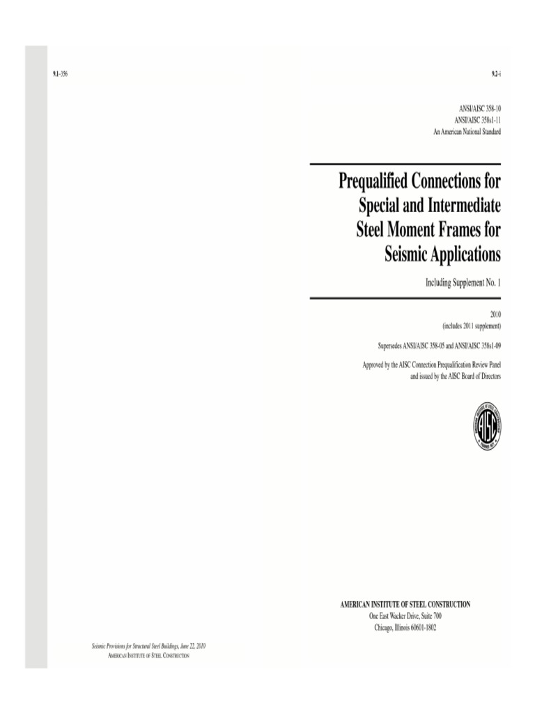 AISC - Prequalified Connections For Special and Intermediate Steel Moment Frames For Seismic ...