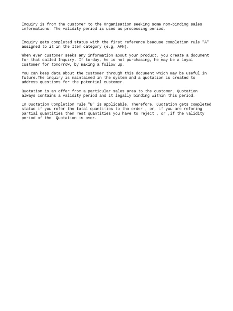 Inquiry Vs Quotation | PDF | Business | Information Technology