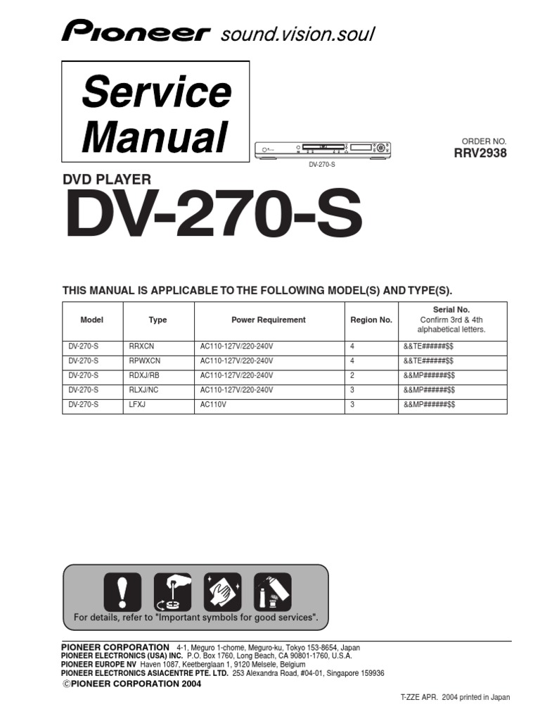 Pioneer DV-270-S DVD Player Manual | PDF | Laser | Manufactured Goods