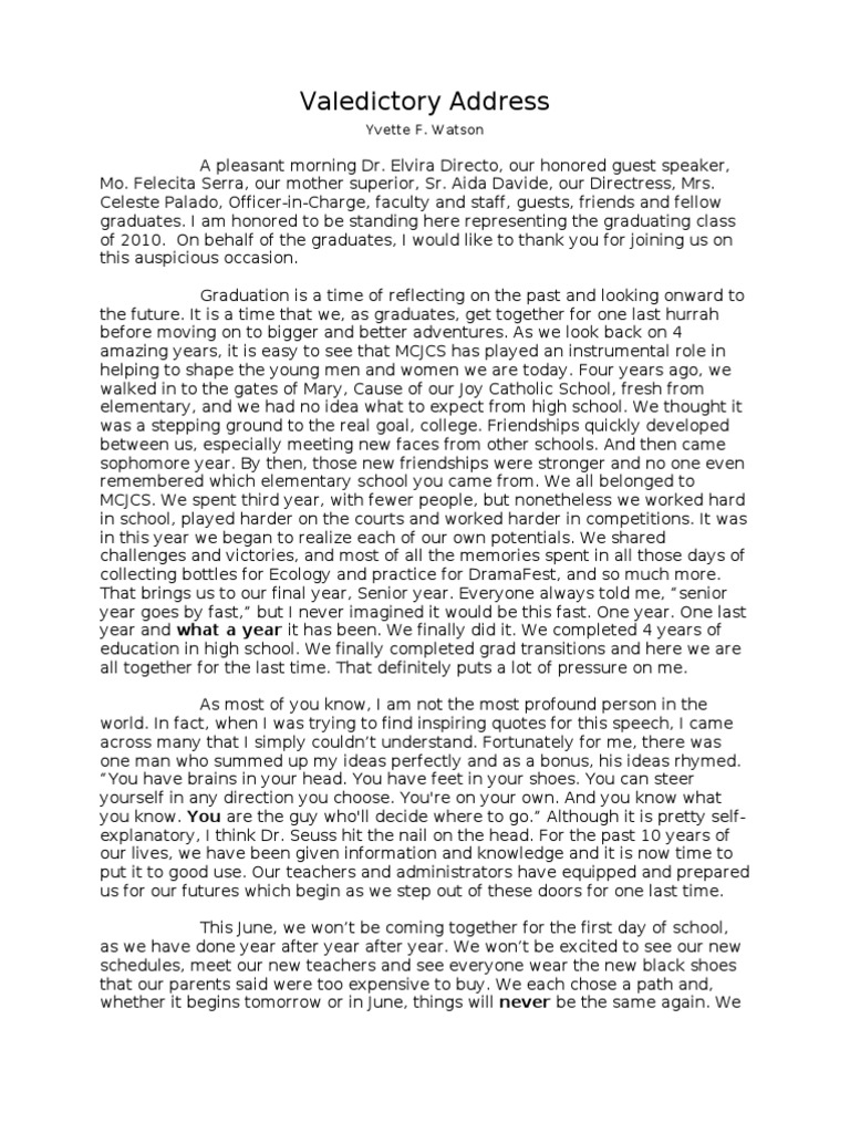 Valedictory Address | PDF