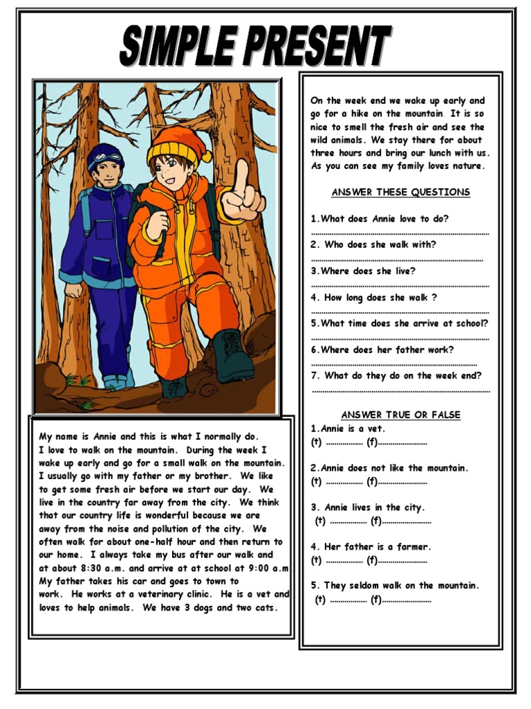 Simple Present Reading Comprehension Text | PDF