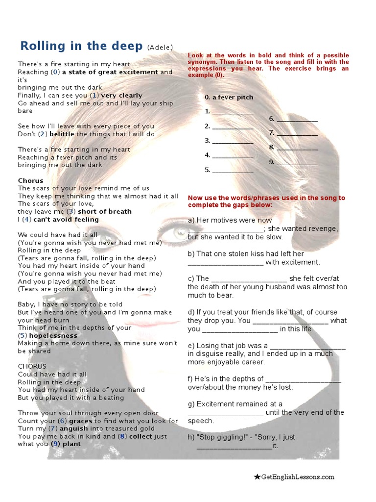 Rolling in The Deep Worksheet PDF | PDF | Leisure | Entertainment (General)